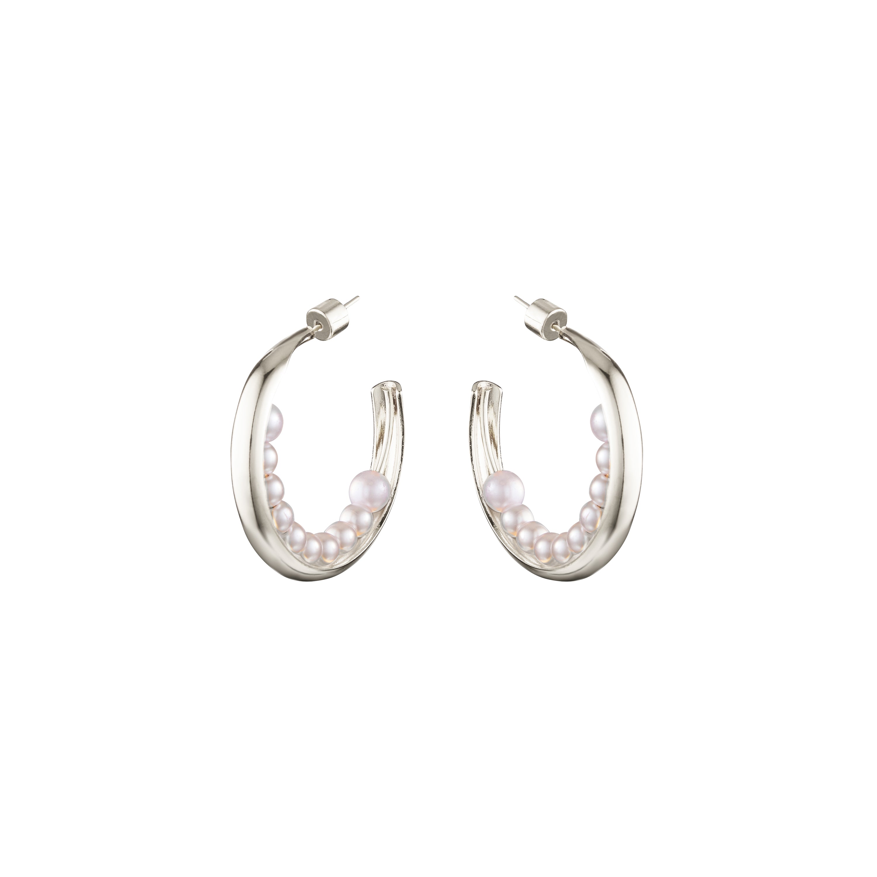 LUNA PEARL HOOPS, Sterling Silver Plating – BEI OGGETTI